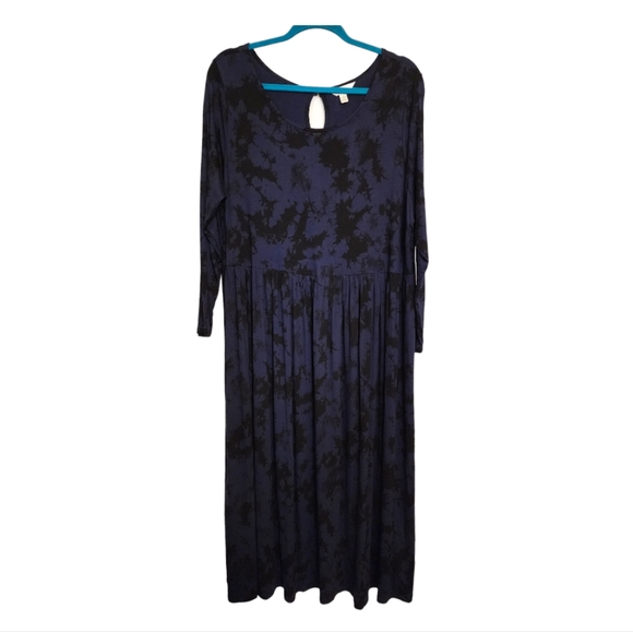 Terra & Sky | Dresses | Terra Sky Blue And Black Tie Dye Maxi Dress ...